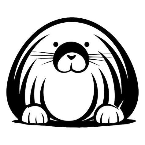 cute cartoon gopher in a simple black and white illustration premium