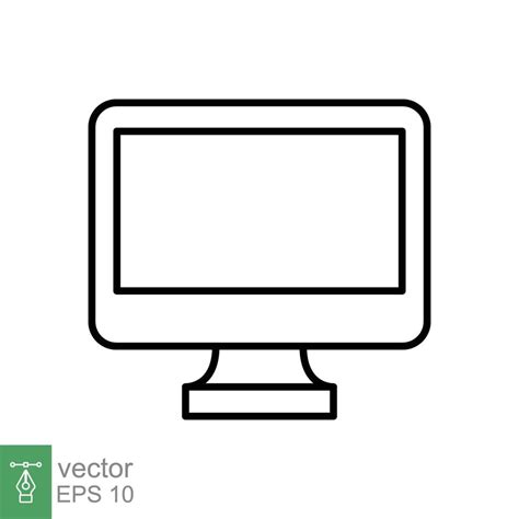 Monitor Line Icon Simple Outline Style Screen Tv Desktop Computer Display Concept Vector