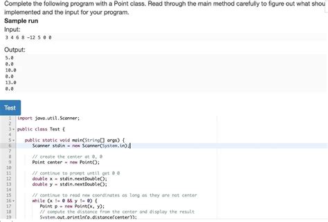 Solved Complete The Following Program With A Point Class