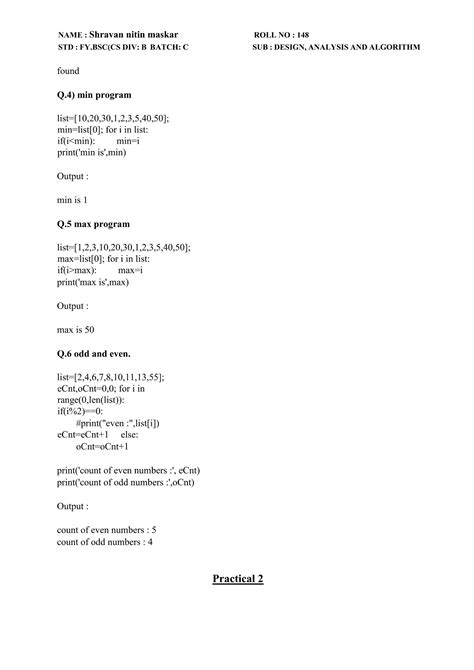 SOLUTION Design Analysis And Algorithm Practicals With Solution Fy