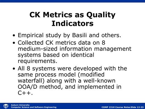 Ppt Course Notes Set 12 Object Oriented Metrics Powerpoint