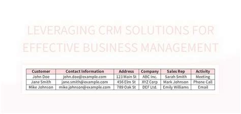 Optimizing Business Management With Crm Solutions Excel Template Free Download Pikbest