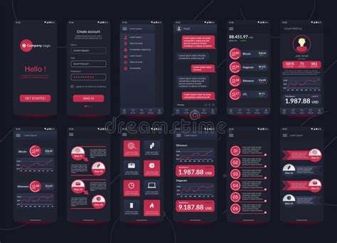 Design Of Mobile App Ui Ux Gui Set Of User Registration Screens With Login And Password