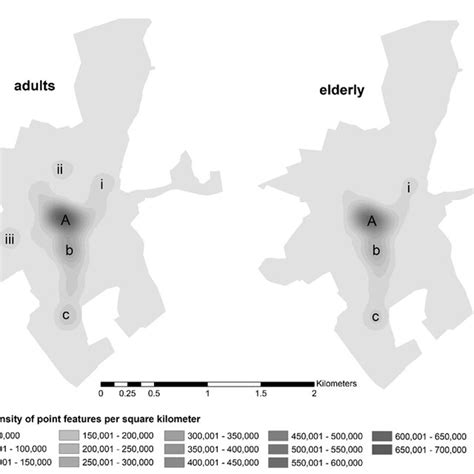 Spatial Patterns Of The Areas Of Interest For Adults And The Elderly
