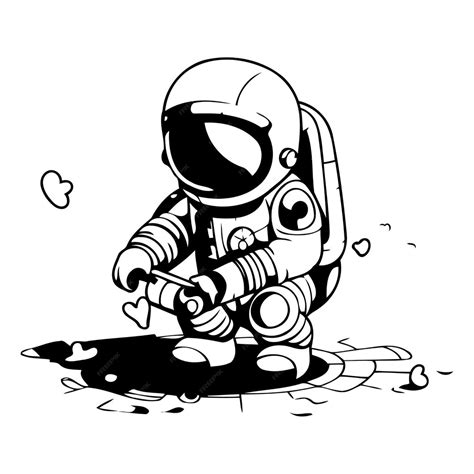 Astronaut In Spacesuit Cute Cartoon Vector Illustration Premium Ai