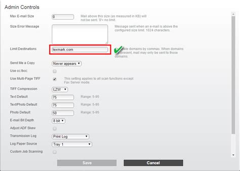 Scan Center App E Mail Set With Limit Destination Fails To Send
