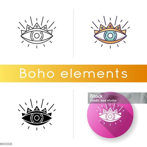 모든 눈 아이콘을 보고 신비주의와 예언 신성한 상징 섭리의 눈 신비한 부적 마법과 비열한 기호 리니어 블랙 및 Rgb 색상 스타일 격리된 벡터 그림 개념에 대한 스톡 벡터