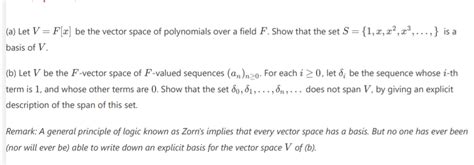 solved } is a a let v f[x] be the vector space of