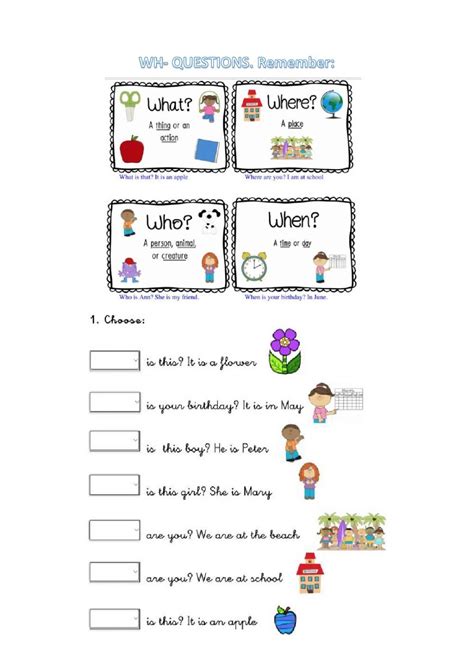 Reading Comprehension Wh Questions Worksheets