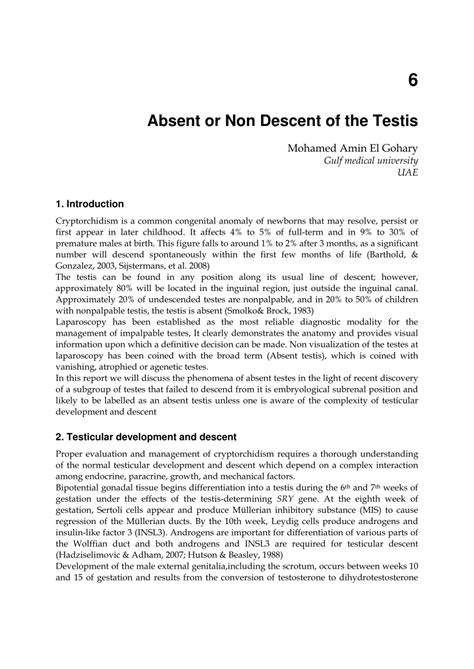 Pdf Absent Or Non Descent Of The Testis