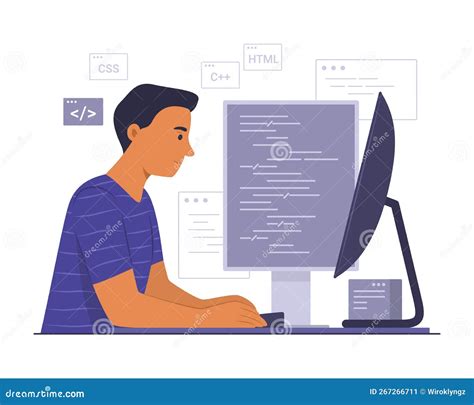 programmer process coding for software development concept illustration