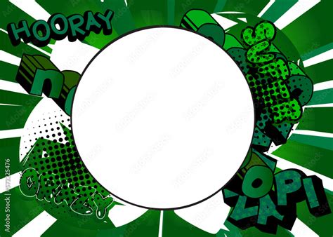 Blank Circle Shape On Green Pop Art Comics Background Illustration