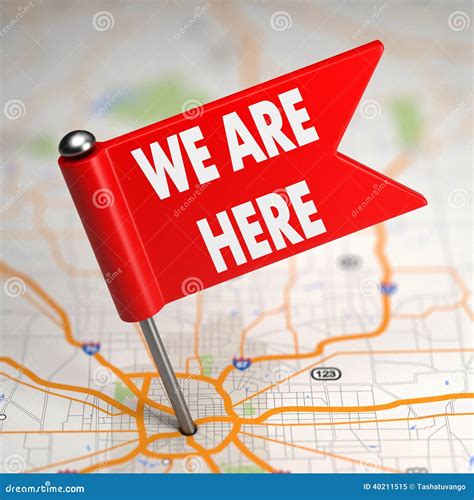 We Are Here Small Flag On A Map Background Stock Illustration Image