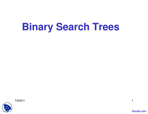 Binary Search Trees Data Structures Lecture Slides Docsity