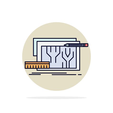 Architecture Blueprint Circuit Design Engineering Flat Color Icon Vector 19101223 Vector Art At