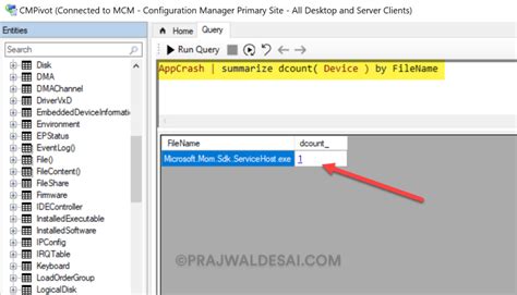 Find Application Crashes With CMPivot Query In SCCM