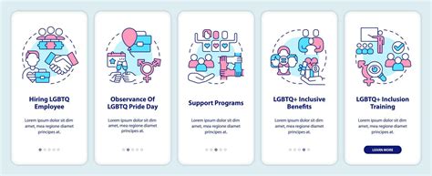 Creating Lgbtq Inclusive Workplace Onboarding Mobile App Screen Walkthrough 5 Steps Editable