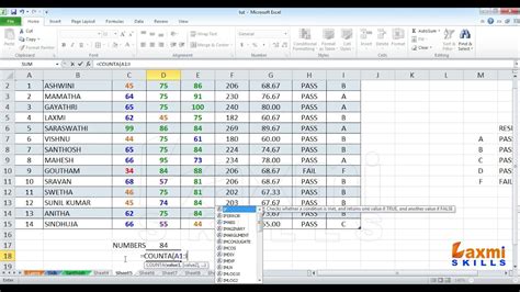 Learn Ms Excel Count Function In Telugu Youtube