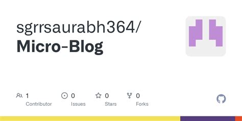 GitHub Sgrrsaurabh364 Micro Blog