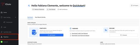 How To Create Your First Pipeline Ydata Fabric