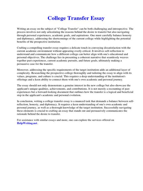 College Transfer Essay Pdf Enterprise Resource Planning Human