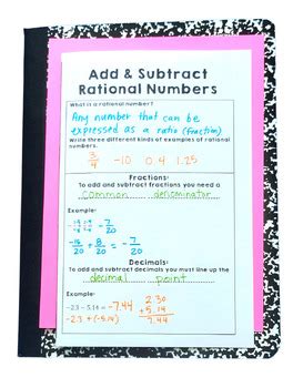 Add And Subtract Rational Numbers Notes For Interactive Notebooks