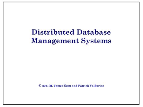 Distributed Database Management Systems © 2001 M Ppt Download