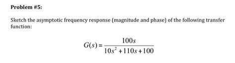 Solved Sketch The Asymptotic Frequency Response Magnitude