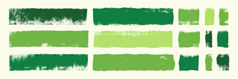 우표 질감을 가진 녹색 페인트 롤러 스트로크의 모음입니다 배너 또는 유기적 라벨을 위한 손으로 그린 줄무늬 지저분한 벡터 일러스트 레이 션입니다 0명에 대한 스톡 벡터 아트