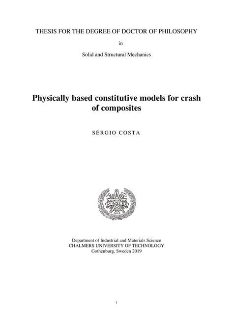 Pdf Physically Based Constitutive Models For Crash Of Composites