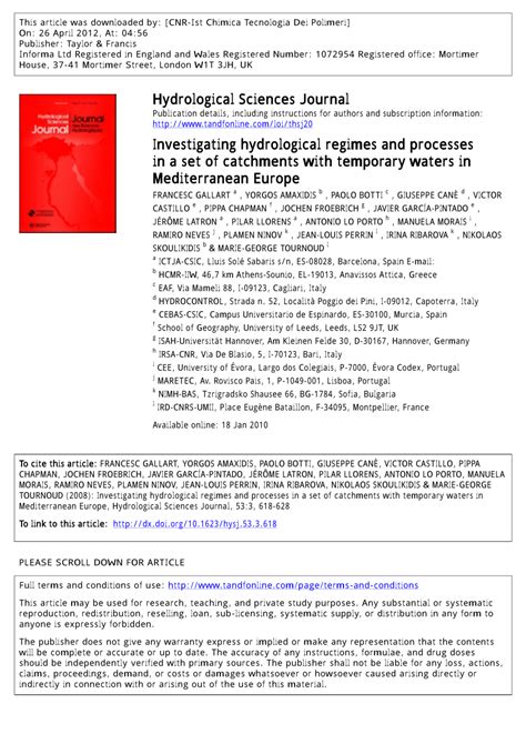 Pdf Investigating Hydrological Regimes And Processes In A Set Of Catchments With Temporary