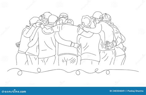 Group Huddle Line Icons Collection Collaboration Teamwork Communication Strategy