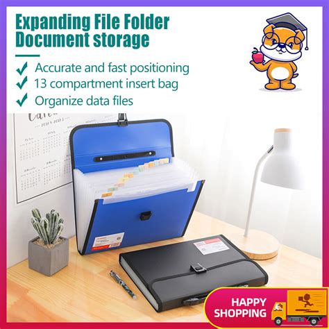 A4expanding File Folder Document Storage With Handle 13 Pockets Size Long Folder File Organizer