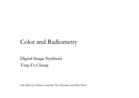 Pdf Color And Radiometry 國立臺灣大學 資訊工程學系 And Radiometry Digggyital