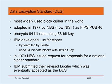 Ppt Chapter 3 Block Ciphers And The Data Encryption Standard
