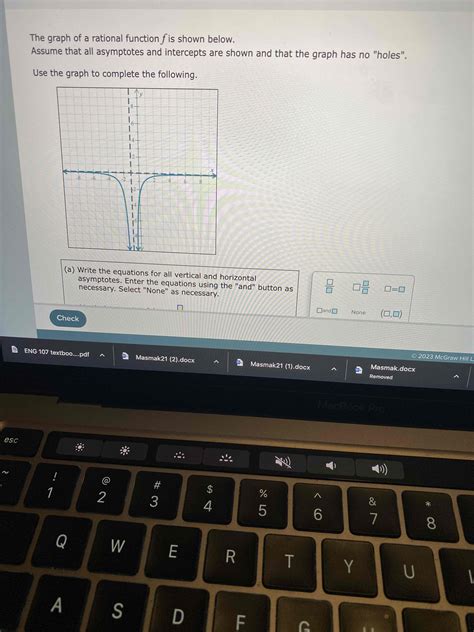 Solved The Graph Of A Rational Function F Is Shown Below