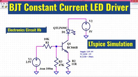 Ltspice Bjt Constant Current Led Driver Simulation Youtube