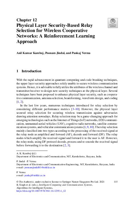 Pdf Physical Layer Security Based Relay Selection For Wireless Cooperative Networks A
