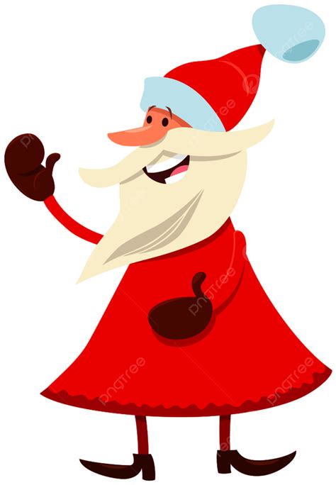 크리스마스 시간에 행복 산타 클로스 캐릭터의 만화 그림 미소 휴가 쾌활한 Png 일러스트 및 벡터 에 대한 무료 다운로드