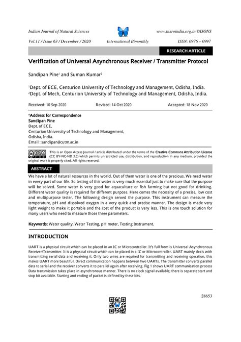 Pdf Verification Of Universal Asynchronous Receiver Transmitter Protocol