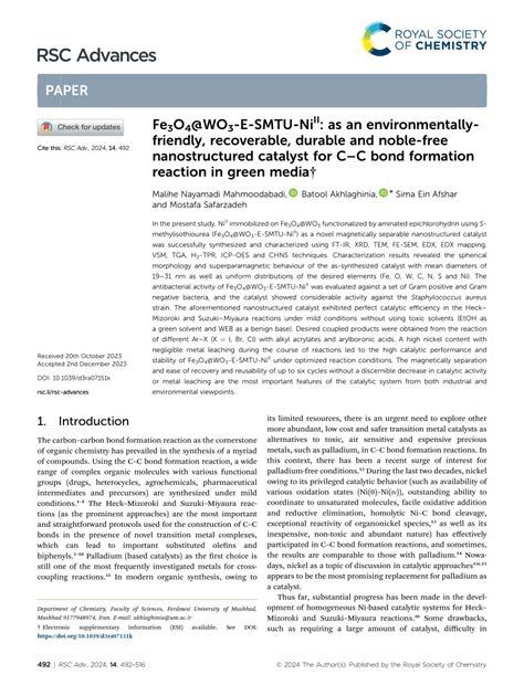 Pdf Fe3o4wo3 E Smtu Ni As An Environmentally Friendly Recoverable