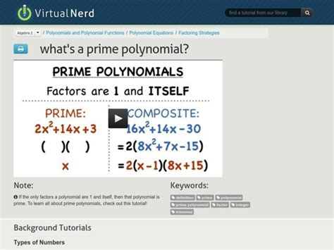 Whats A Prime Polynomial Instructional Video For 8th 9th Grade Lesson Planet