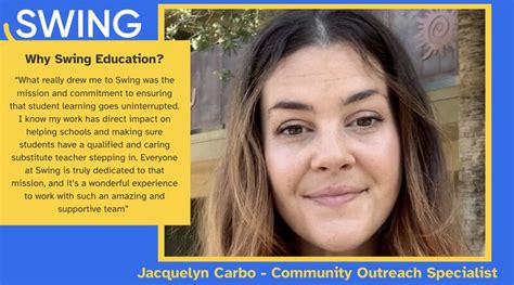 Jacquelyn Carbo M Ed Helps Support Our Substitute Teachers Through… Swing Education