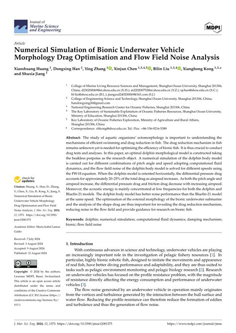 Pdf Numerical Simulation Of Bionic Underwater Vehicle Morphology Drag