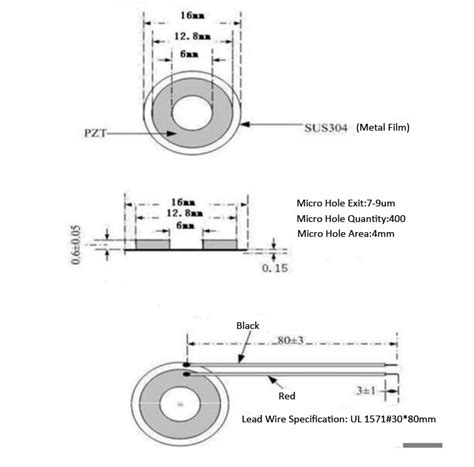 D16mm 108khz Ultrasonic Mist Maker Atomizer Transducer For Ceramic