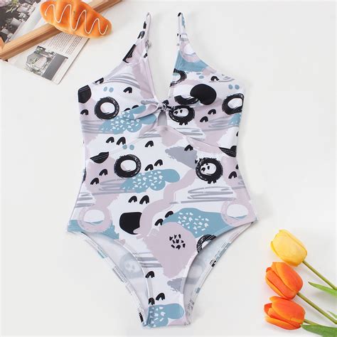 Shldybc Girls One Piece Swimsuit Cute Print Bikini Sling Swimsuit