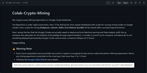 Readme Crypto Mining On Colab Devpost