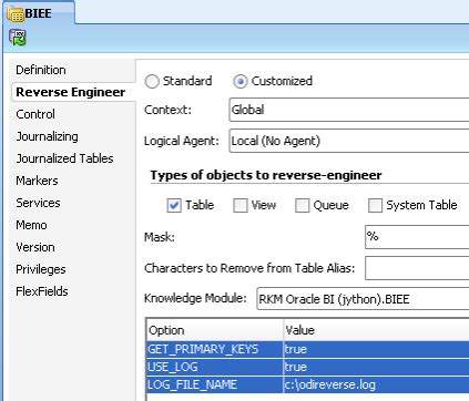 Oracle BI EE 11g ODI 11g BI Knowledge Modules SELECT PHYSICAL