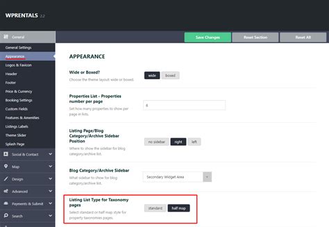 How To Make Property Custom Taxonomy Page Half Map Style Wp Rentals Help
