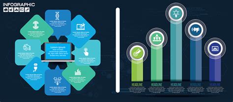 비즈니스 인포그래픽 템플릿입니다 데이터 시각화 워크플로 레이아웃 옵션 수 단계 다이어그램 그래프 프레젠테이션 차트 및 웹 디자인에 사용할 수 있습니다 벡터 그림입니다 Cpu